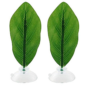 ZRM&E 2pcs Artificial Leaf with Suction Cup Fish Tank Aquarium Betta Fish Rest Spawning Ornamental Plant Betta Fish Play Relax Hide Leaf Hammock Tropical Fish Supplies, Green