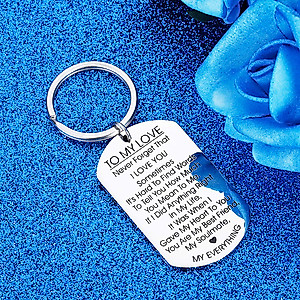 to My Love Keychain Gift for Husband Wife Anniversary Valentines Birthday Boyfriend Girlfriend Jewelry for Him Her Women Men