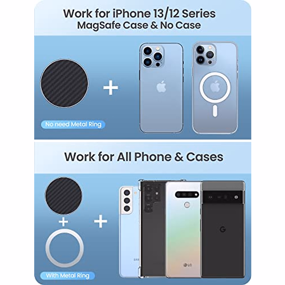 Mag-Safe Air Vent Car Mount Magnetic Car Phone Holder for Car Adjustable Air Vent Phone Car Mount,Car Phone Holder Compatible with iPhone14/13/12 Series & MagSafe case, Samsung Galaxy/Note Series, etc