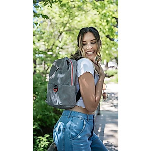 Sherpani Adaline, Nylon Mesh Backpack Purse, Small Backpack, Travel Bag, Fashion Bags for Women Fits 13 Inch Laptop (Stone)