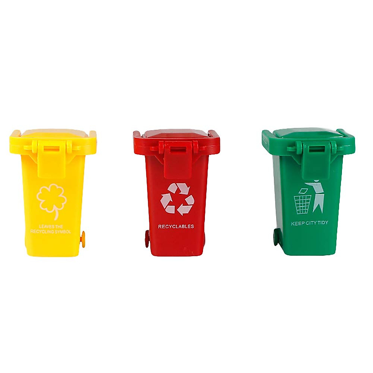 erDouckan Durable Trash Can, 3Pcs/Set Bright Color Kids Push Toy Plastic Vehicles Garbage Truck Trash Cans, Make Your Room Clean and Comfortable