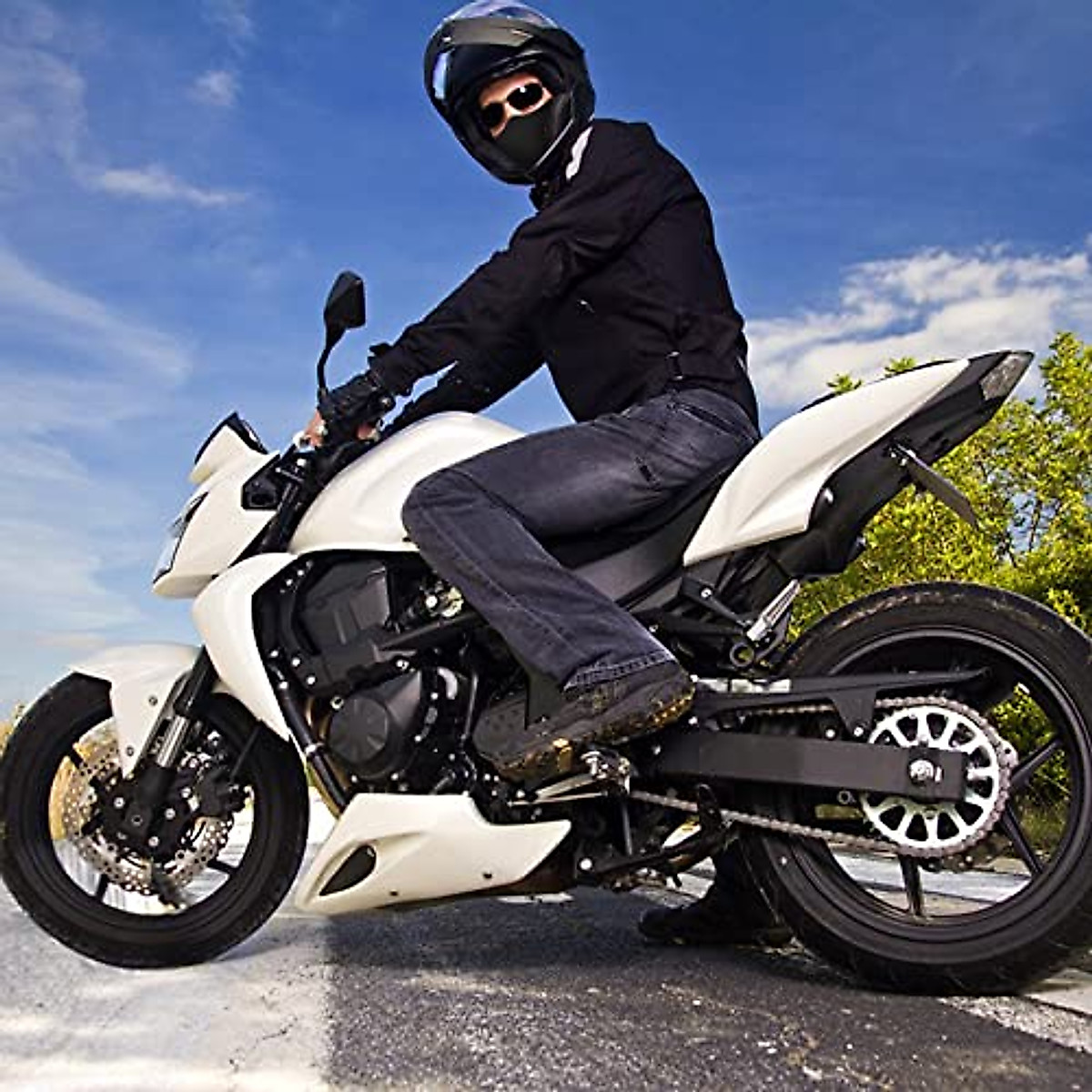 SUNLAND Black Balaclava Motorcycle Cycling Bike Bandana Hiking Skateboard Head Sock Black