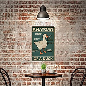 Duck Knowledge Metal Tin Sign Anatomy Of A Duck Retro Poster Restaurant Cafe Living Room Kitchen Bathroom Home Art Wall Decoration Plaque Gift 8inch X 12inch