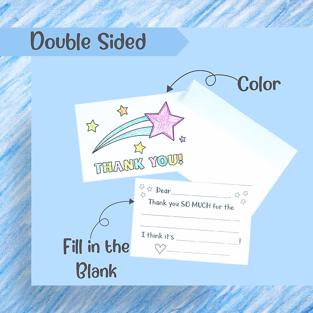 12 Kids Thank You Cards Fill in the Blank - Kids Fill in the Blank Thank You Cards for Kids - Birthday Thank You Cards Kids Birthday - Kids Thank You Notes Kids - Kids Fill in Thank You Cards Kids