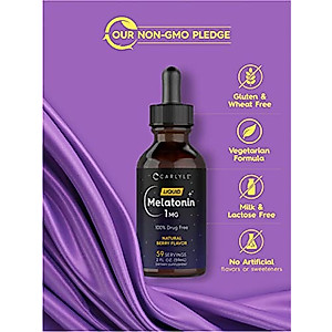 Carlyle Melatonin Liquid 1mg | 4 fl oz Drops | Natural Berry Flavor | Non-GMO, Vegetarian Supplement