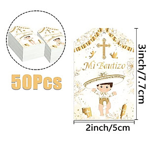 Mi Bautizo Decorations-Gold Religious Boy Baptism Favor Tags for Boy God Bless,Baptism Party Decoration Christening Supplies Gift Bags Box Envelope Mi Bautizo Tags Baptism Thank You Tags