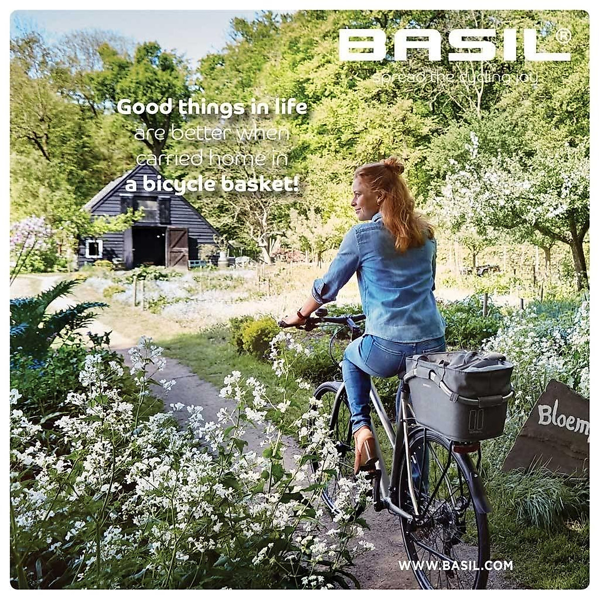 Basil Classic Carry All Rear Basket, Black, 22 Litre