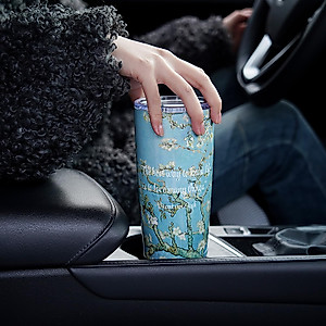 1st Heaven Coffee Tumbler, Van Gogh Art Tumbler, Spill-proof Insulated Coffee Mug with Lid, Inspirational Art Lover Gift for Outdoor, Office & Travel, 20oz (Blossoming Almond Tree)