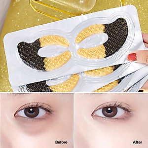 ICANdOIT 24K Gold Eye Mask For Dark Circles&Puffiness,Anti-Aging,Anti-Wrinkle With Hyaluronic Acid and Collagen,Eye Zone Care Eye Patches for All Skin Types,Best Gift Idea for Women&Men,7Pairs