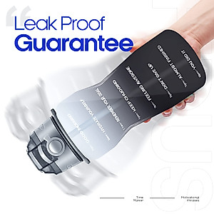 Fidus Large Half Gallon/64OZ Motivational Water Bottle with Paracord Handle & Removable Straw - BPA Free Leakproof Water Jug with Time Marker to Ensure You Drink Enough Water Daily-White/Gray