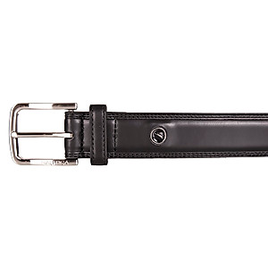 Nautica mens Logo Inlay Ornament Double Stitch Leather Belt, Black, 38 US