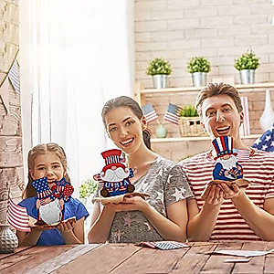 3 Pieces Patriotic Table Decorations American Gnome Wooden Signs Wood Freestanding Table Centerpieces for American Independence Day Memorial Day Veteran Day Party Decor (Chic Style)
