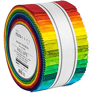 Robert Kaufman Fabrics Prisma Dyes Bright Rainbow Roll UP Fabric Strips