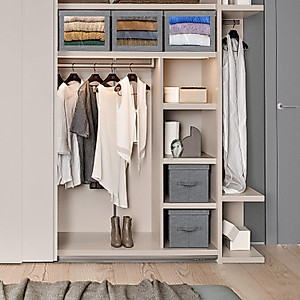 Bellzacasa Large Collapsible Storage Bins with Lids, 3 Pack Foldable Clear Window Storage Boxes with Handles, Linen Fabric Storage Cubes Baskets Organizer Containers, Gray, 15.8x11.8x11.8”