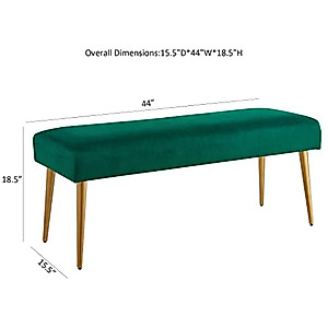 Ball & Cast Upholstered Bench, 44" W, Emerlad