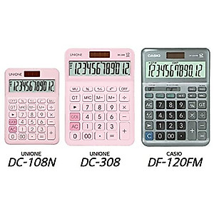 UNIONE Big Size Calculator with a Bright LCD, Dual Power Handheld Desktop. Color. Business, Office, High School 5×7in (WHITE)