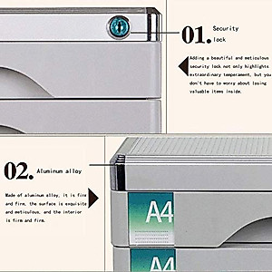 SHABOZ File Cabinets Flat Mobile 3 Drawer Lockable Data File Storage Cabinet - Aluminum Alloy - Gray 30x36x20.5cm Home Office Furniture