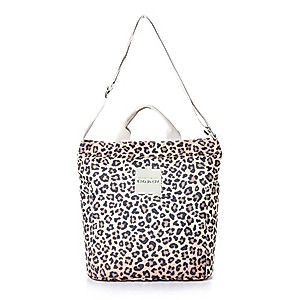 Worldlyda Women Canvas Tote Purse Handbags Crossbody Shoulder Bag Casual Work School Shopper Hobo Top Handle Handbag (Leopard print)
