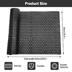 jxgzyy 83x35 Commercial Anti-Fatigue Drainage Rubber Matting Non-Slip Rubber Drainage Mat Commercial Kitchen Floor Mat Rubber Mat with Holes for Wet Area Use Black