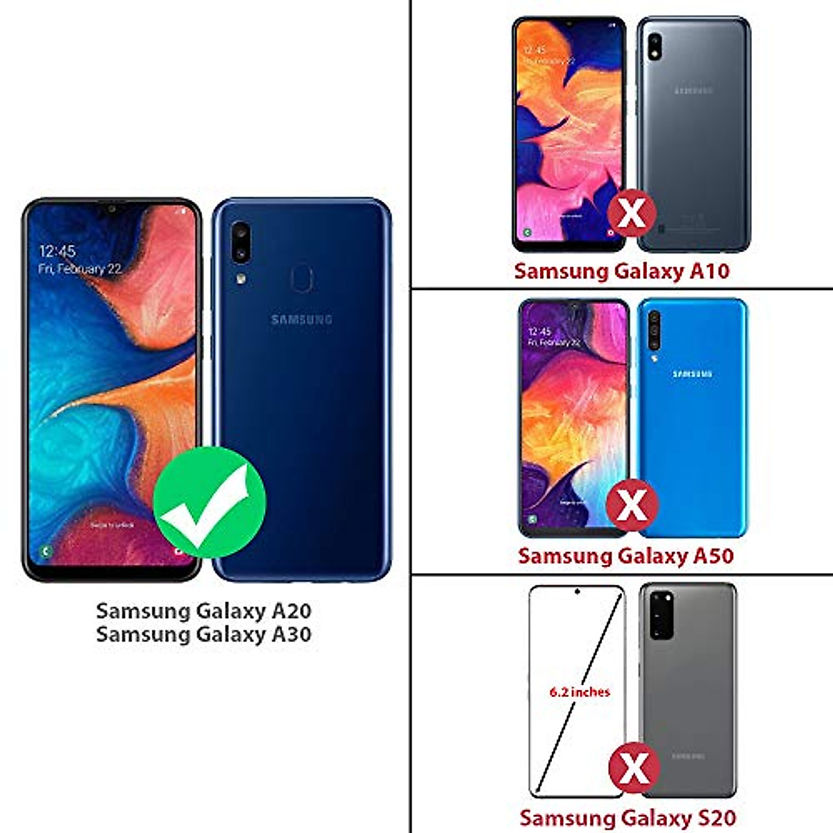 TJS Phone Case Compatible with Samsung Galaxy A20/Galaxy A30, [Tempered Glass Screen Protector] Belt Clip Holster Resistant Magnetic Support Hybrid Kickstand Heavy Duty Cover (Black)