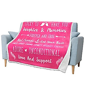 PAVILIA Best Friend Blanket for Women, Friendship Gift Blanket for BFF Besties, Soft Fleece Sherpa Throw Blanket, Birthday Gift for Best Friend, Soul Sister, Long Distance, Girl Friend (Pink)