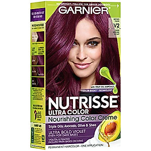 Garnier Nutrisse Ultra Color Nourishing Hair Color Creme, V2 Dark Intense Violet (Packaging May Vary), Pack of 1