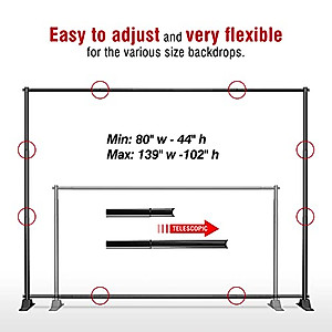 AKTOP 4x7-8x10 FT Extra Thick Backdrop Banner Stand, Heavy Duty Adjustable Step and Repeat Stand for Parties & Photography, Portable Trade Show Photo Booth Background with Carrying Bag