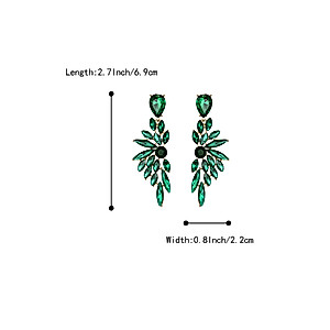 BriLove Women's Wedding Bridal Crystal Teardrop Multi Marquise Cluster Bling Dangle Earrings Emerald Color Gold-Toned