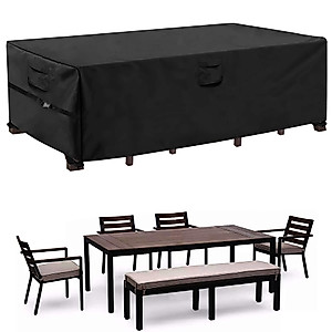 WOMACO Rectangular/Oval Patio Table Cover, Veranda Waterproof Outdoor Table Cover, Heavy Duty Outside Furniture Dining Table Chair Cover 72 in (75"L x 57"W x 27.6"H)