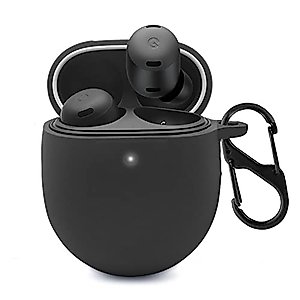 LiZHi for Google Pixel Buds Pro Case Cover 2022, Soft Silicone Skin Cover Shock-Absorbing Protective Case with Keychain for New Google Pixel Buds Pro Case, Black