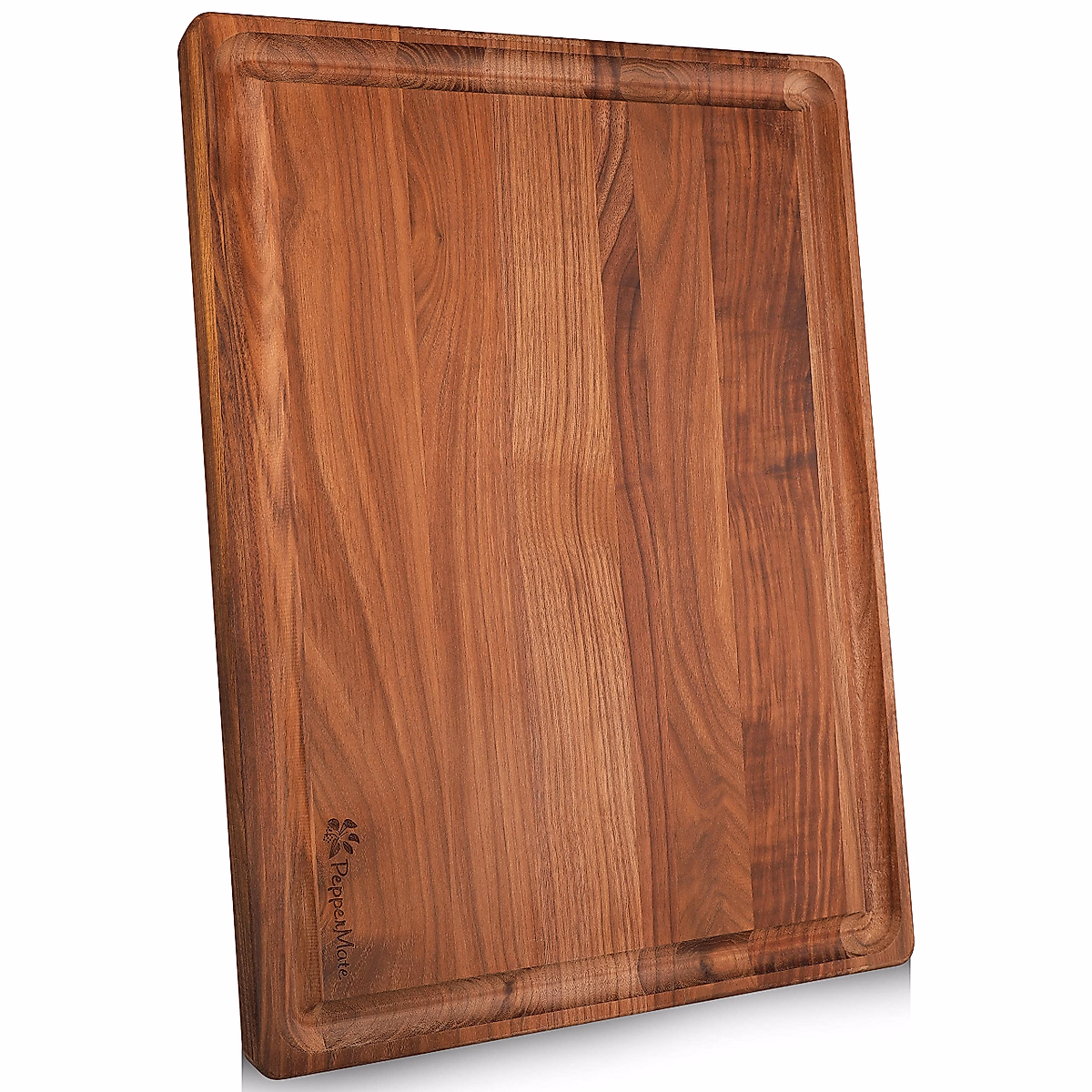 Preconditioned Walnut Kitchen Cutting Board – 20 x 15 x 1.25 In. Dark Hardwood Chopping Block with Juice Groove – Doubles as Cheese or Charcuterie Board – Home & Kitchen Accessories by PepperMate