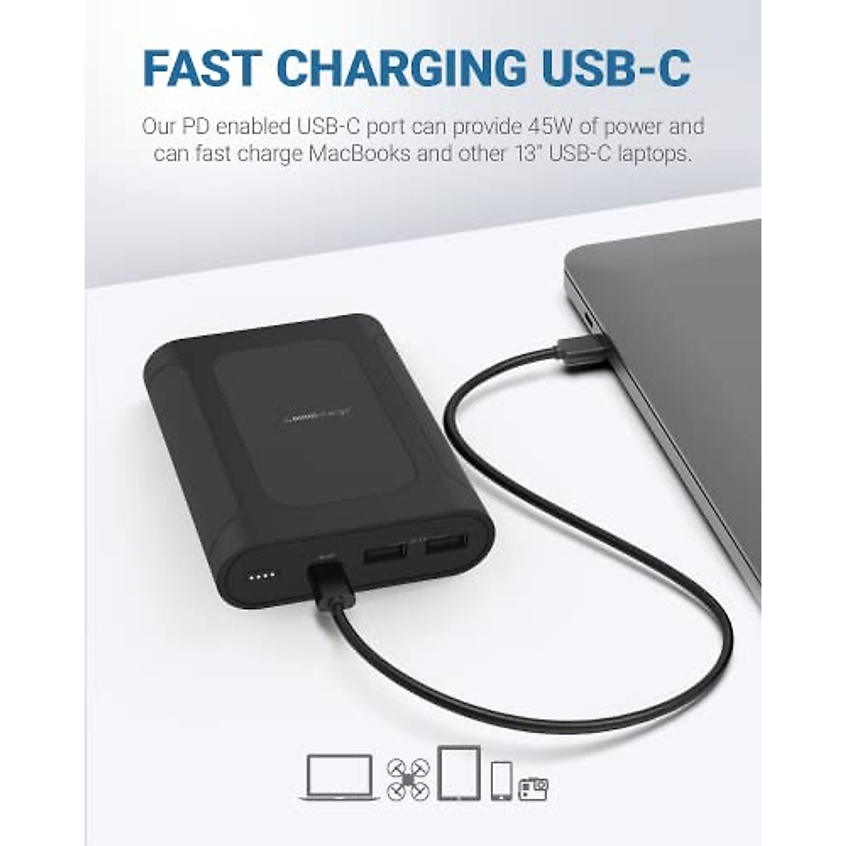 Omni Mobile 12,800 Laptop Power Bank with USB-C | Battery Pack for Laptops, Tablets, Cameras, Smartphones, iPhone, Samsung Galaxy and Other Smart Devices