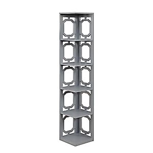 Convenience Concepts Omega 5 Tier Corner Bookcase, Gray