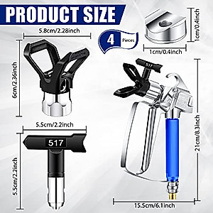 2 Sets 3600PSI Airless Paint Spray Gun High Pressure Airless Paint Sprayer Gun with 517 Tip Swivel Joint for Pump Sprayer Parts Accessories