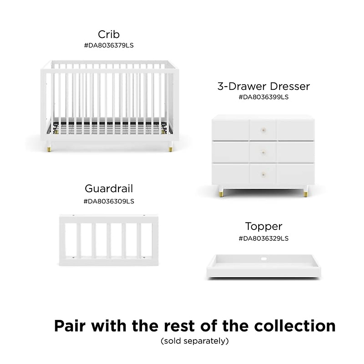 Little Seeds Aviary 3-in-1 Crib with Adjustable Mattress Height, White