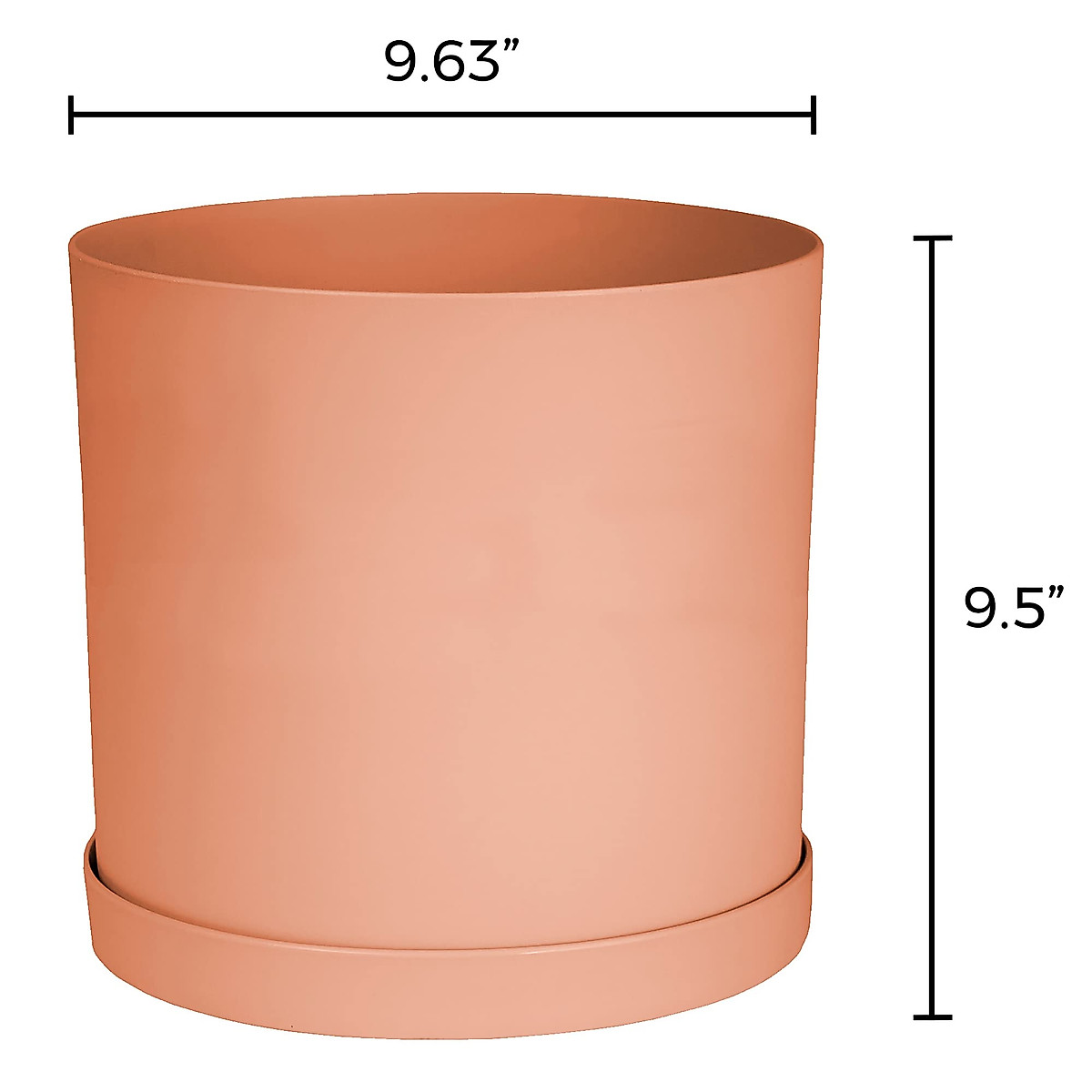 Bloem Mathers Resin Planter with Saucer 10-inch - Muted Terra Cotta Color