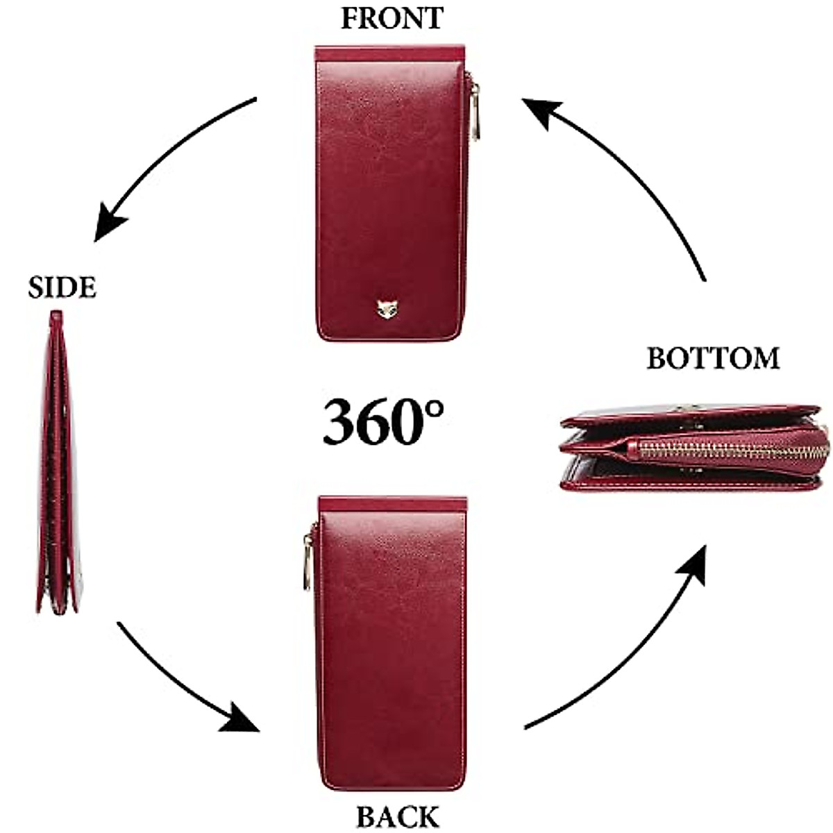 FOXLOVER Multi Credit Card Holder for Women RFID Blocking Ladies Leather Wallet with Zipper Pocket