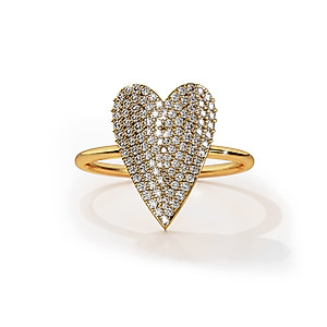 L & M Accessorize - 925 Sterling Silver 18K Yellow Gold Plated Heart Ring (10)