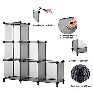 ANWBROAD Cube Storage Organizer 6-Cube Closet Organizers and Storage DIY Modular Plastic Closet Cabinet Book Shelf Cubes Organizer Storage Shelving for Home Bedroom Office Living Room Gray ULCS006H