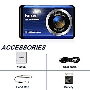 Digital Camera for Kids, 1080P FHD 20MP Mini Video Camera with 2.8 Inch LCD Screen and 8X Digital Zoom, Rechargeable Compact Pocket Point and Shoot Camera for Girls and Boys, Teens, Beginners (Blue)