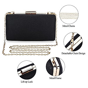 Pinprin Glitter Clutch Evening Bags for Women - Formal Bridal Wedding Clutch Handbag Prom Cocktail Party Purse (Black)