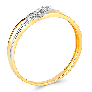 Ladies 14k Yellow Gold Engagement Ring and Wedding Band Bridal Set - Size 8.5