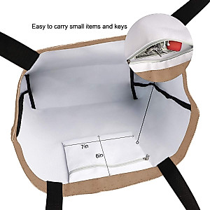 ALAZA Large Canvas Tote Bag Hello Fall Cute Cat Coffee Brown Shopping Shoulder Handbag with Small Zippered Pocket