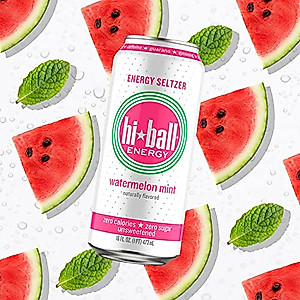 Hiball Energy Seltzer Water, Caffeinated Sparkling Water Made with Vitamin B12 and Vitamin B6, Sugar Free (4 pack of 12 Fl Oz), Watermelon Mint