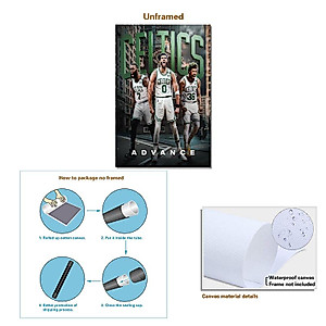 Boston Celtics Posters Walls Jayson Tatum Jaylen Brown Marcus Smart Poster Basketball Champion Wall Art Sports Superstar Poster Canvas Home Office A Unique Gift Sports Fans, Men, Teens 12x18''