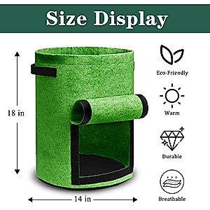 Qaxlry Potato Growing Bags, 2 Pack 10 Gallon Double Thickened Felt Potato Grow Containers with Handles & Access Flap for Potatoes, Tomato, Carrot, Onion, Vegetables, Fruits, Plants