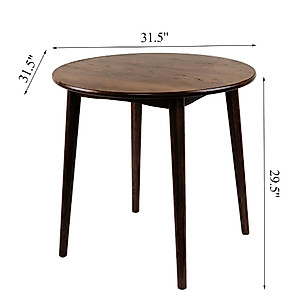 Cttasty Dining Table, Solid Wood Small Modern Round Dining Room Table with Oak Finish for 2, Small Dining Table 31.5 L x 31.5 W x 29.5 H in Inches, (Walnut)