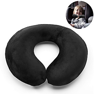 Aurelius Baby Travel Pillow,Infant Head and Neck Support Pillow for Car Seat,Stroller,Pushchair (Black)
