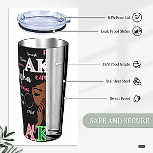 LUTCHUVAGJWA Sorority Gifts for Women Mug 20oz Vacuum Insulated Tumbler With Splash-Proof Lid - 2 Straws, Ideal For Hot/Cold Beverages