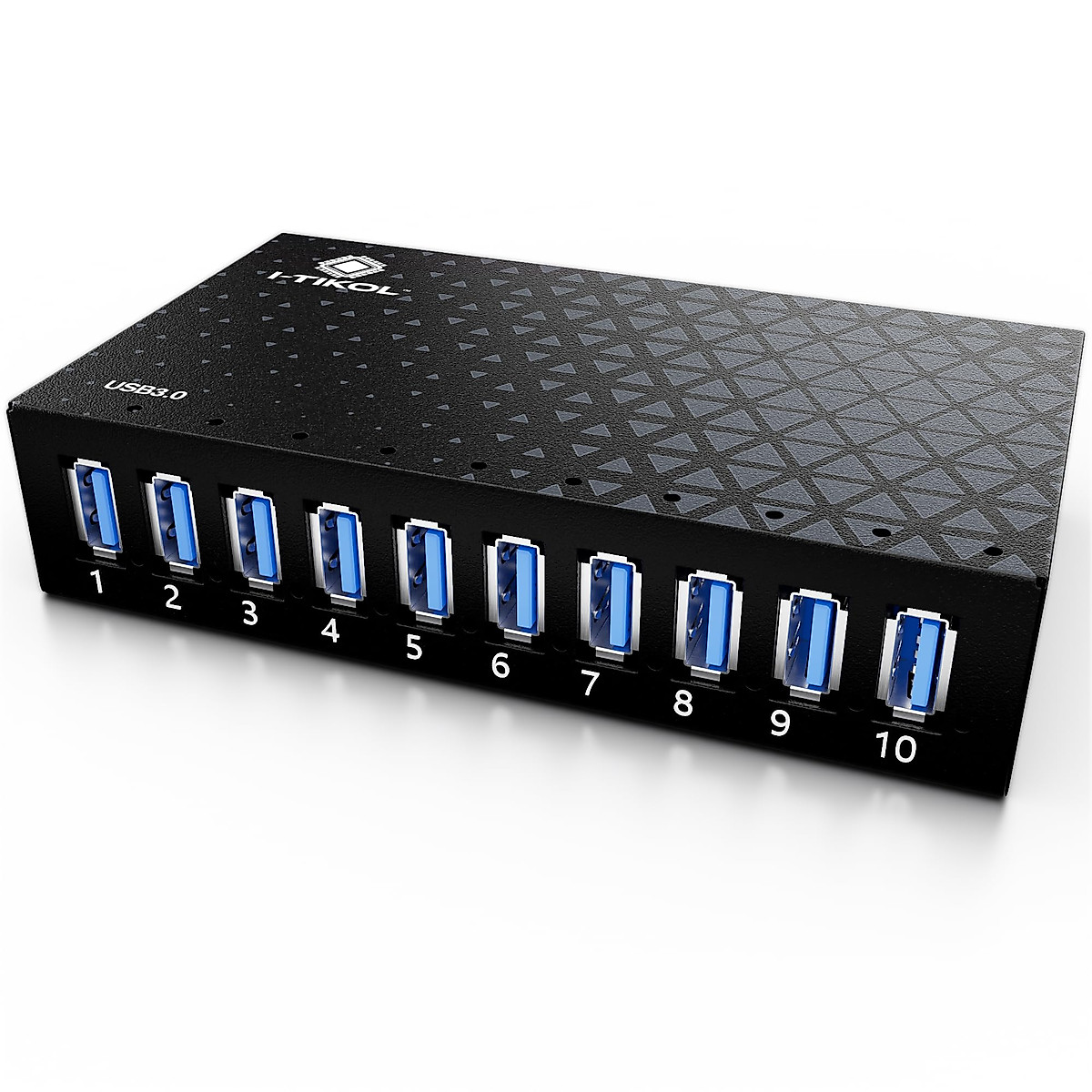 10 Ports USB Hub 3.0 Powered Aluminium - USB Hub Charger - Multiple Port - USB Splitter Hub with Power Adapter 12V/5A/60W - for Laptop, PC,Flash Drives, HDD,Hard Drive,Mouse,XPS,Xbox,Keyboard